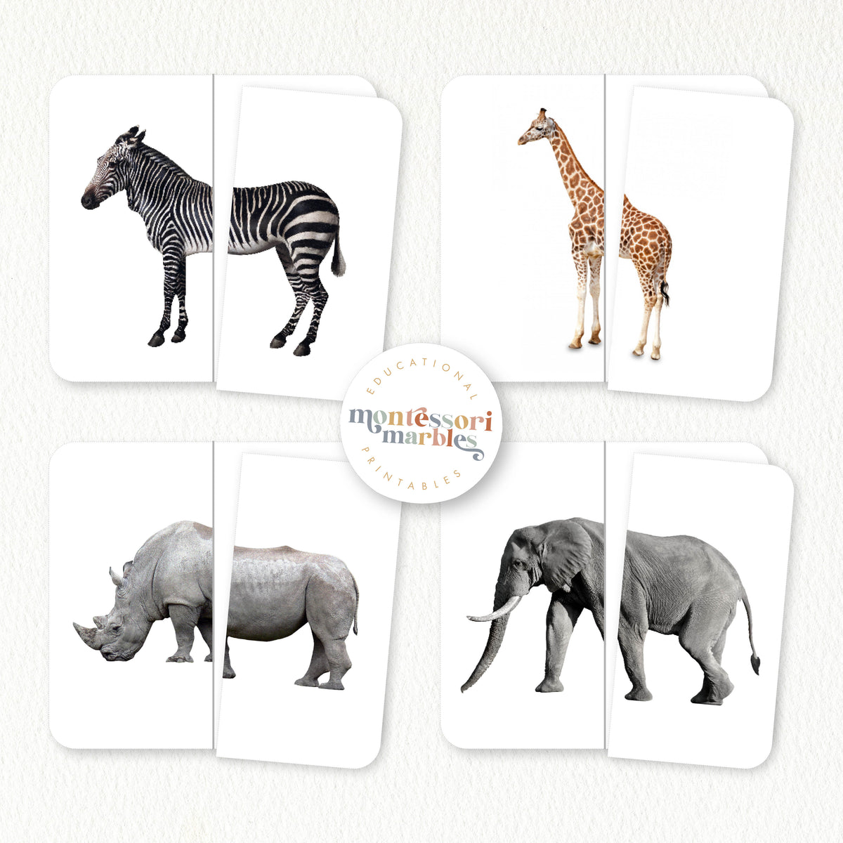 Safari Animals Symmetry Puzzles | Montessori Inspired Printables ...