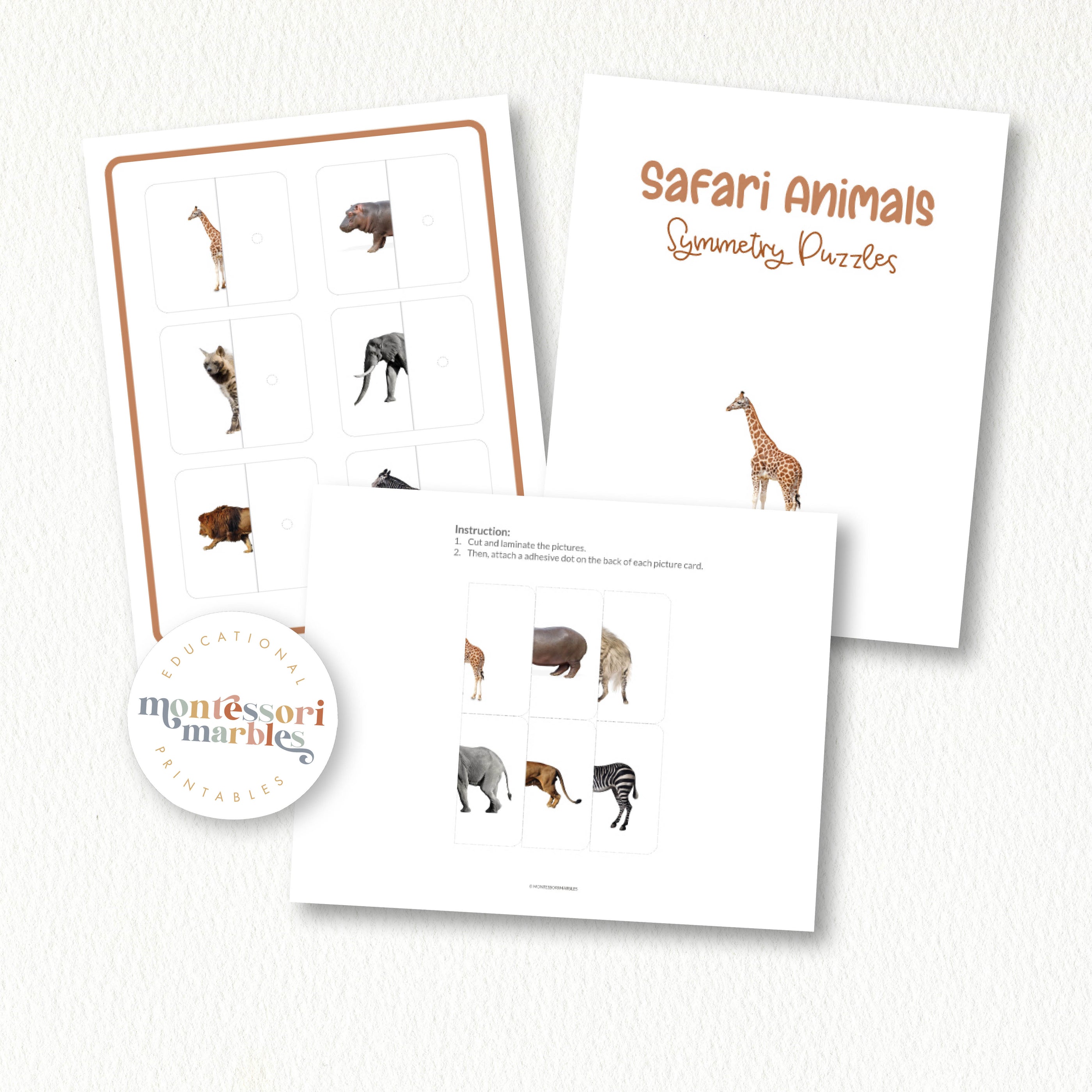 Safari Animals Two-Piece Puzzles | Visual Skills Ages 3-6 PDF ...