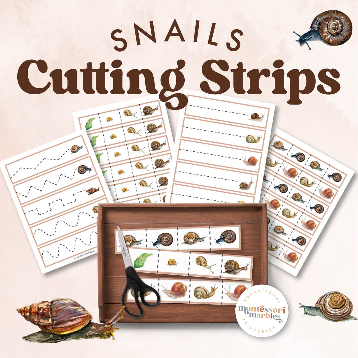 Snails Cutting Strips | Scissor Practice Ages 2-5 | Fine Motor Skills ...