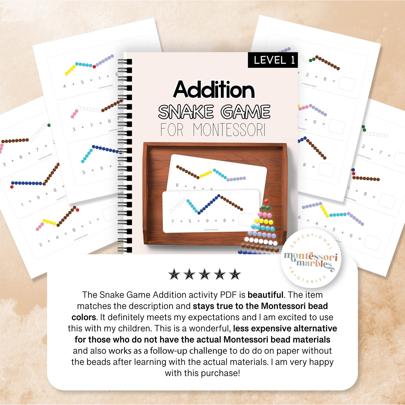Snake Game Addition Workbook | Montessori Bead Bar Math Ages 5-8 PDF ...