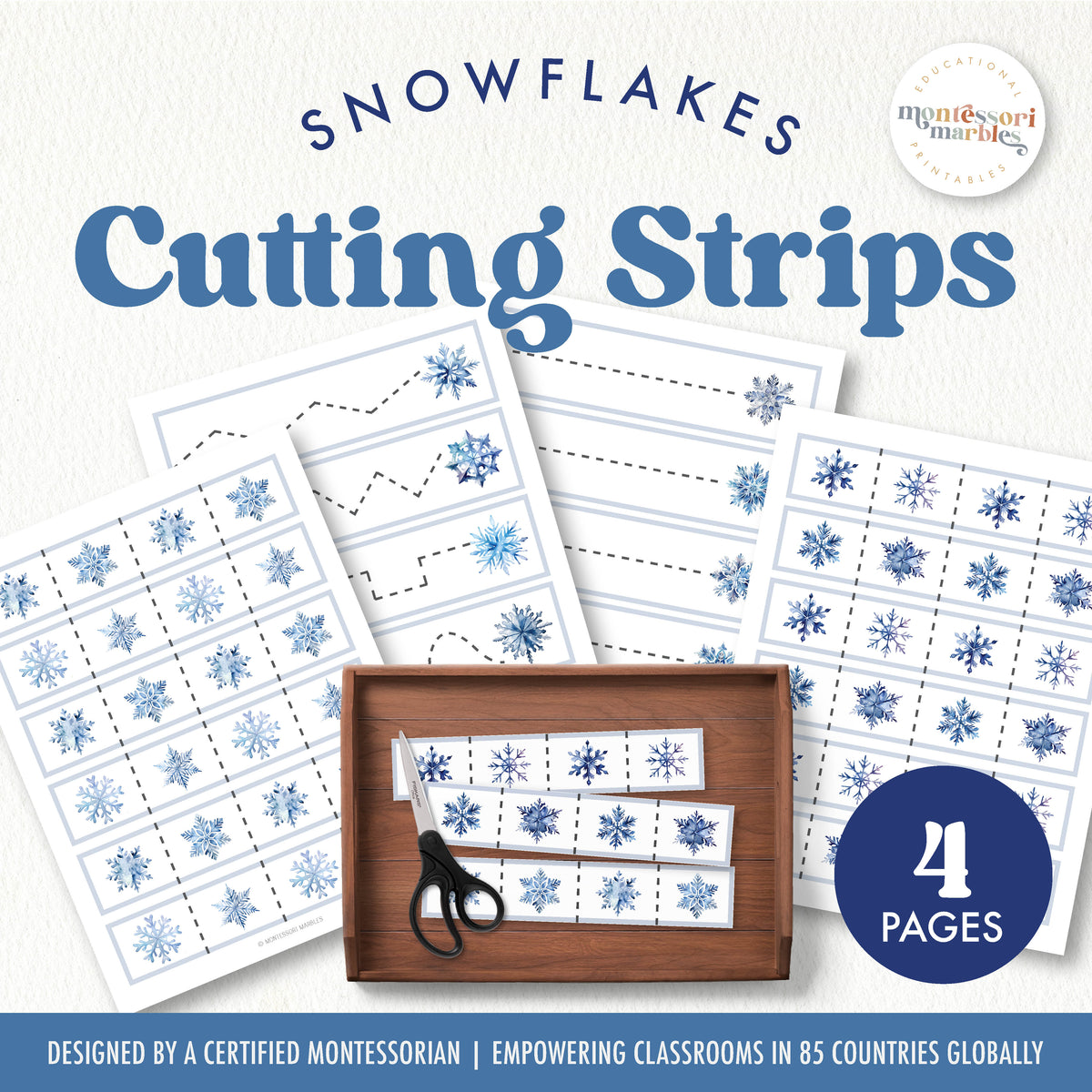 Snowflakes Cutting Strips | Scissor Practice Ages 2-5 | Winter Theme ...