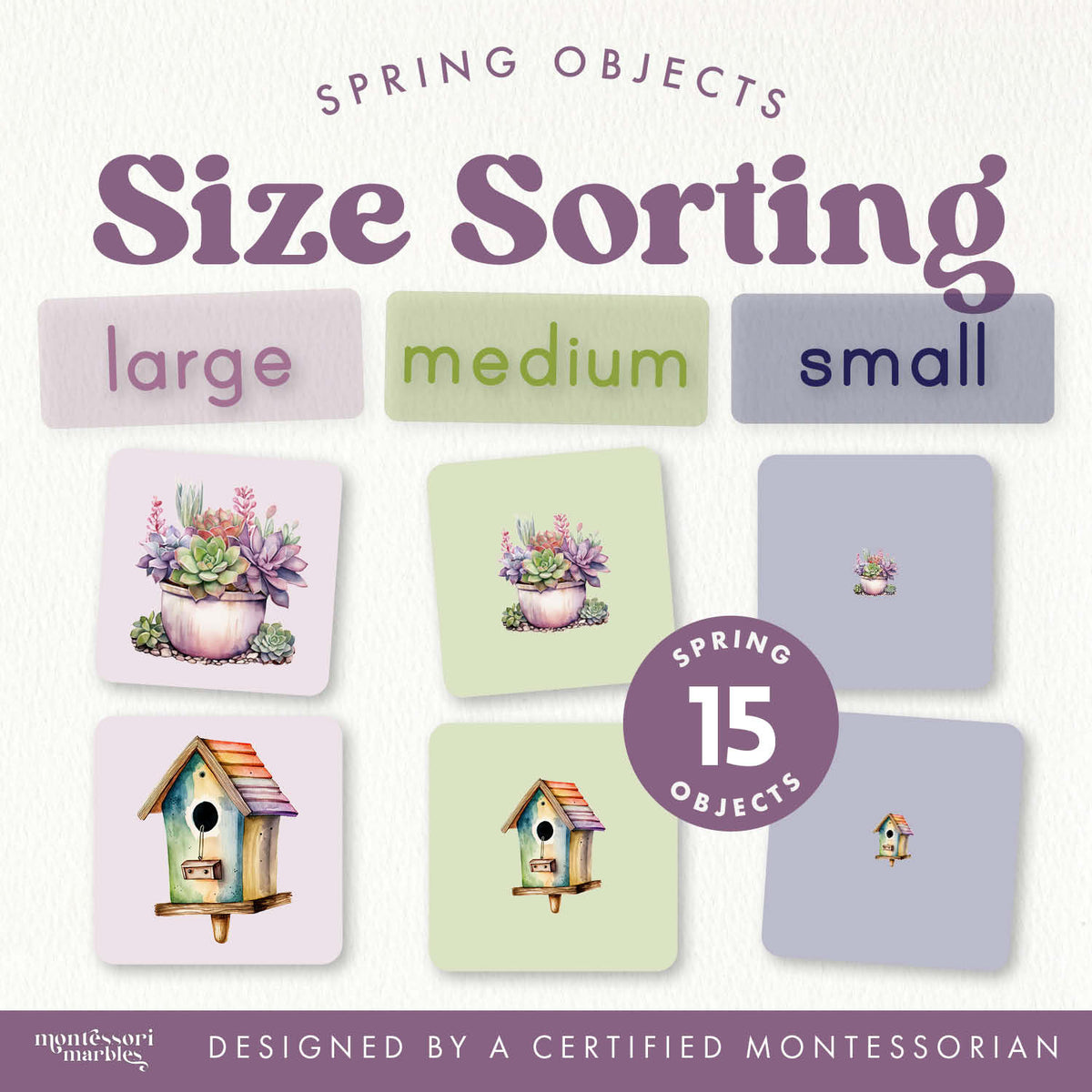 Spring Size Sorting Cards | Large Medium Small Activity | Montessori ...