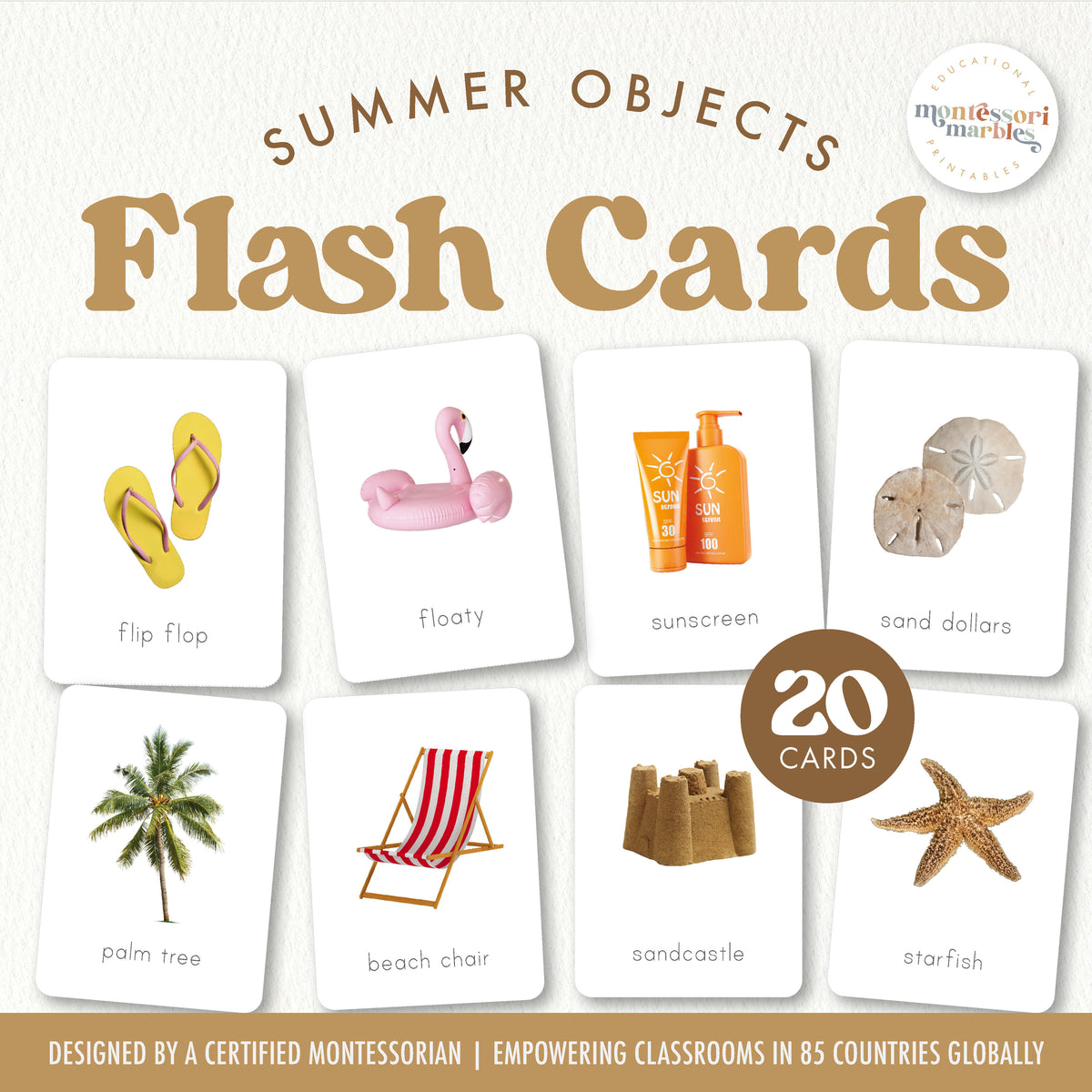 Summer Flash Cards | Montessori Printable Resources — Montessori Marbles