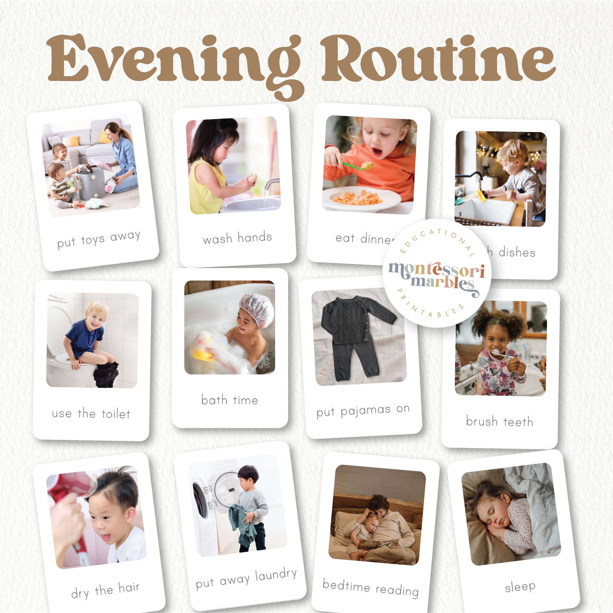 Montessori Toddler Routine Cards | Morning Evening Visual Schedule Ages ...