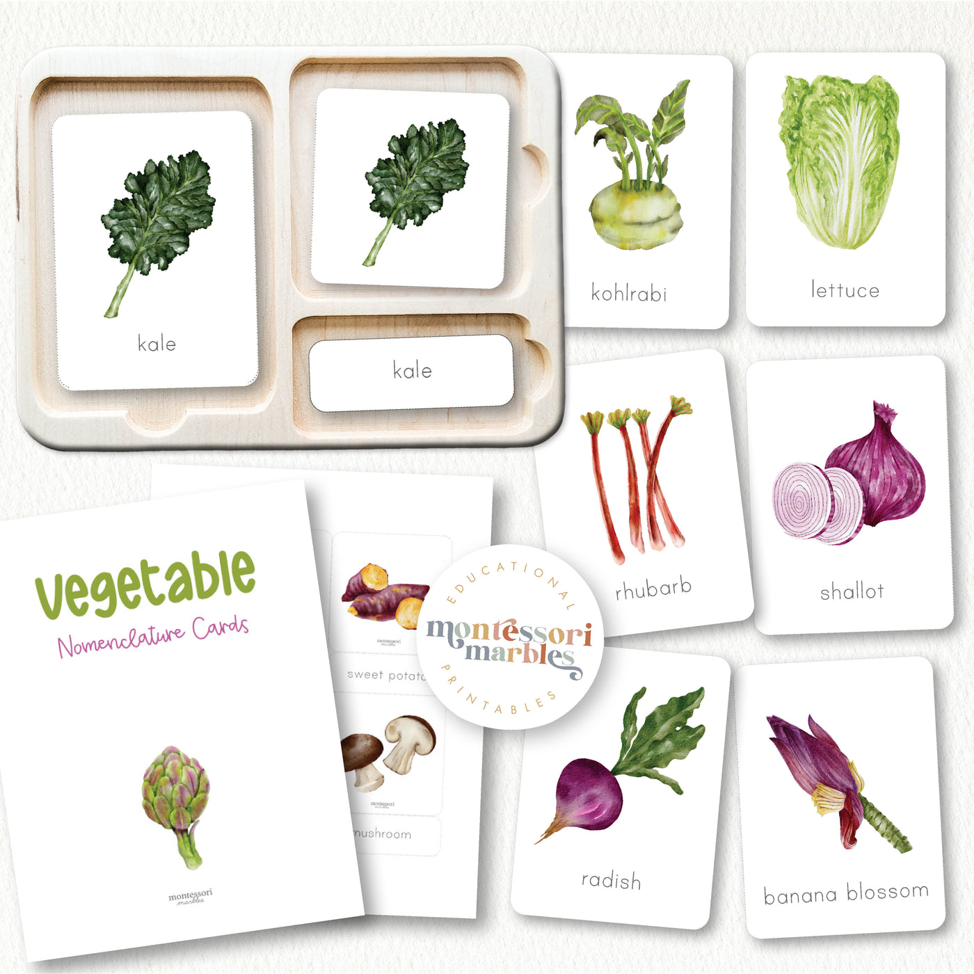 Vegetable Nomenclature Cards | 3-Part Montessori Cards Ages 3-6 PDF ...