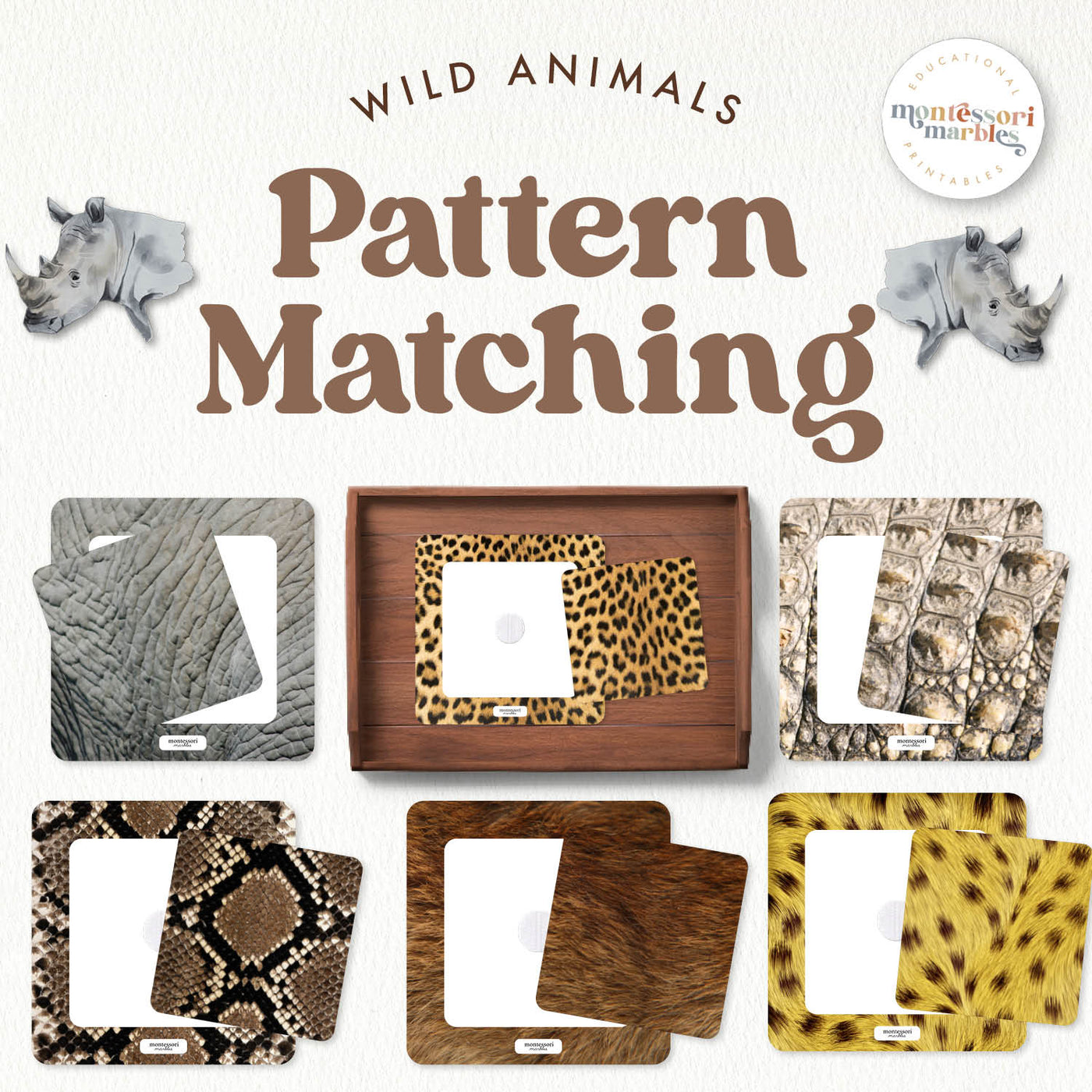 Safari Jungle Animals Pattern Matching | Two-Piece Puzzles Ages 3-6 PDF ...