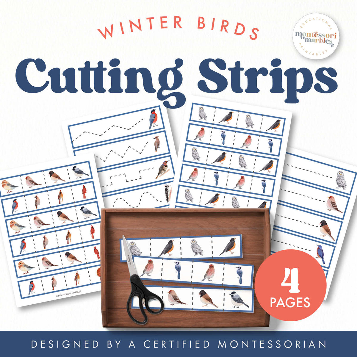 Winter Birds Cutting Strips | Scissor Practice Ages 2-5 Fine Motor ...