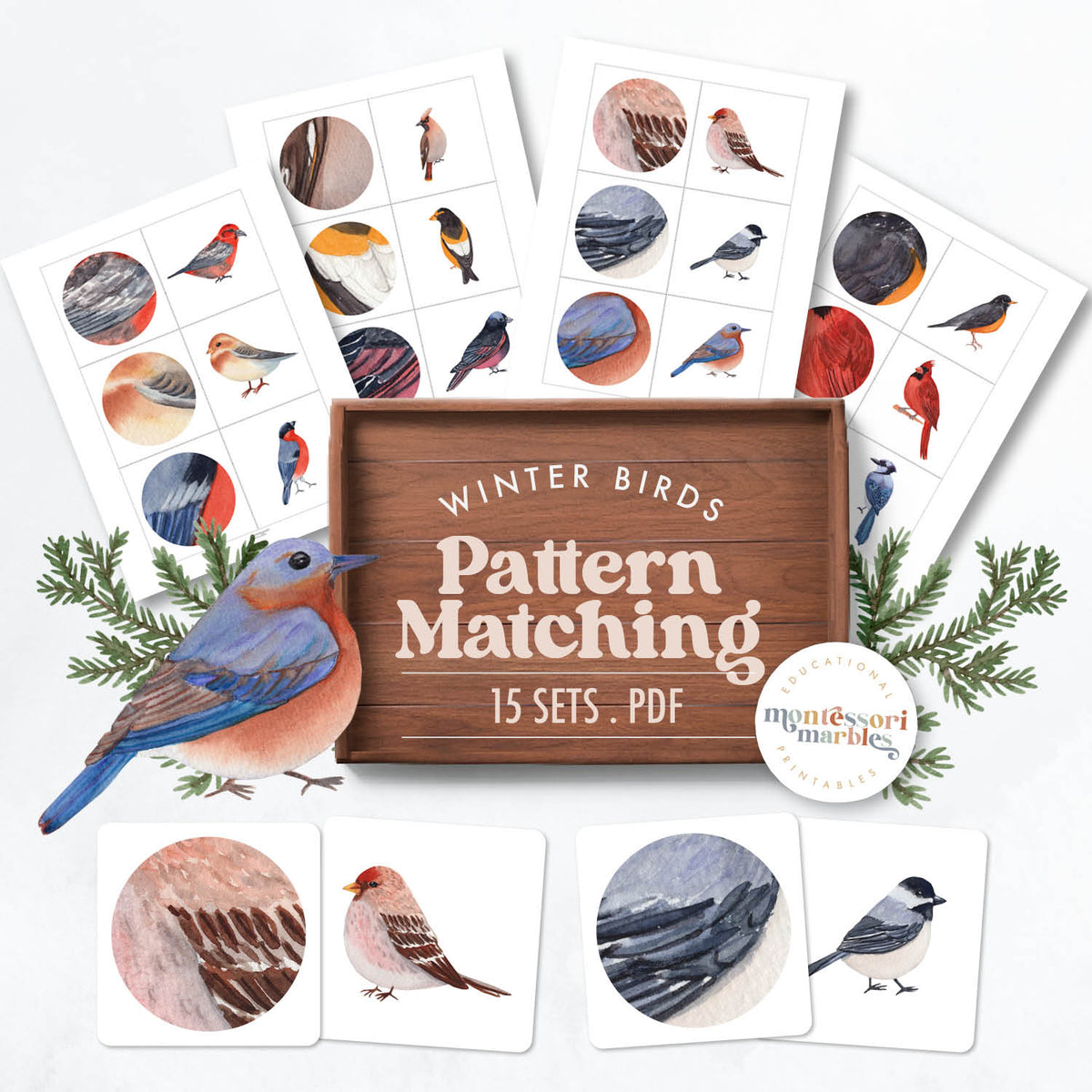 Winter Birds Pattern Matching | 15 Cards Ages 2-5 Visual Skills ...