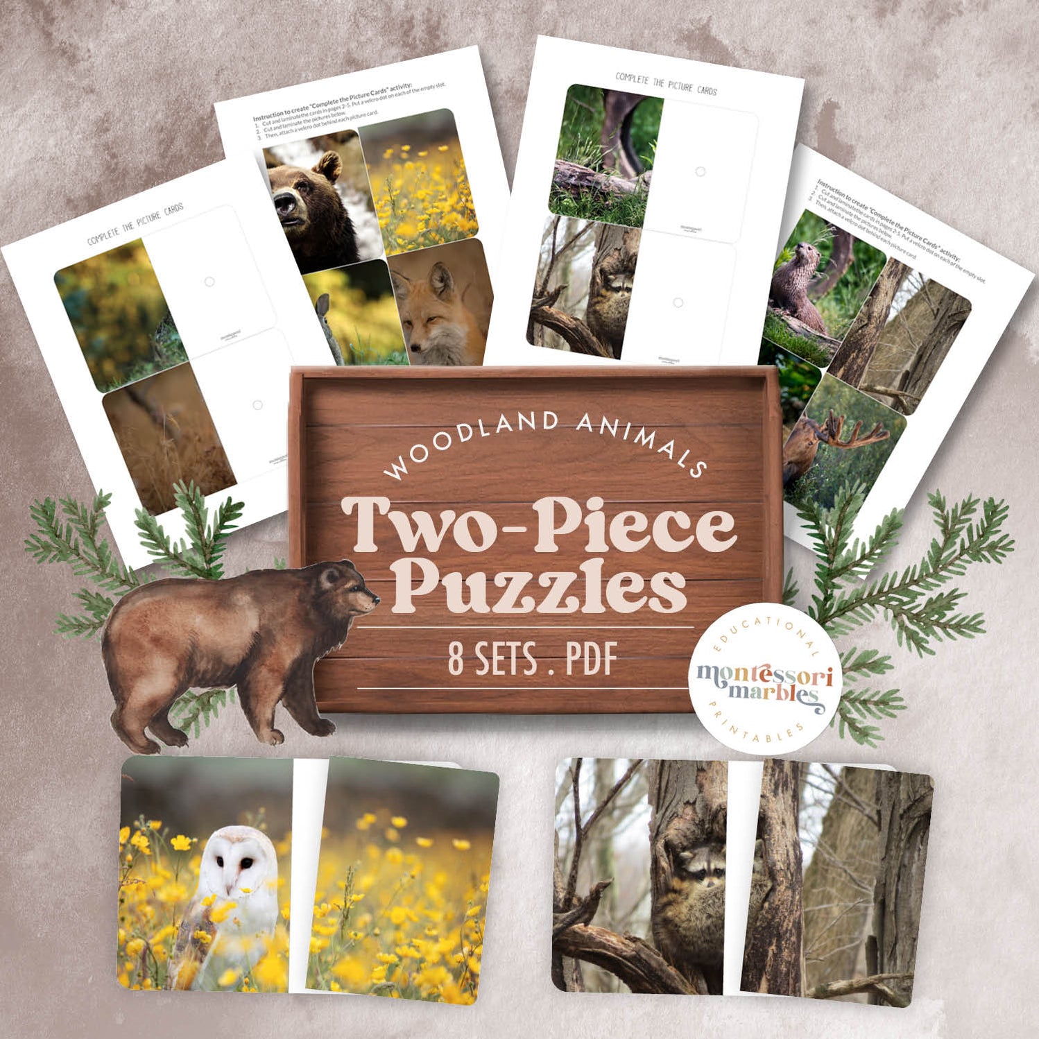 Woodland Animals Complete Pictures | Two-Piece Puzzles Ages 2-6 Forest ...
