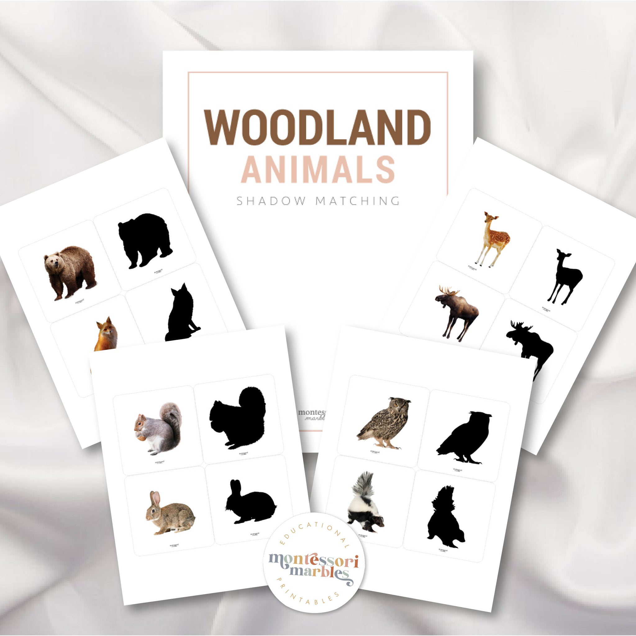Woodland Animals Shadow Matching – Montessori Marbles