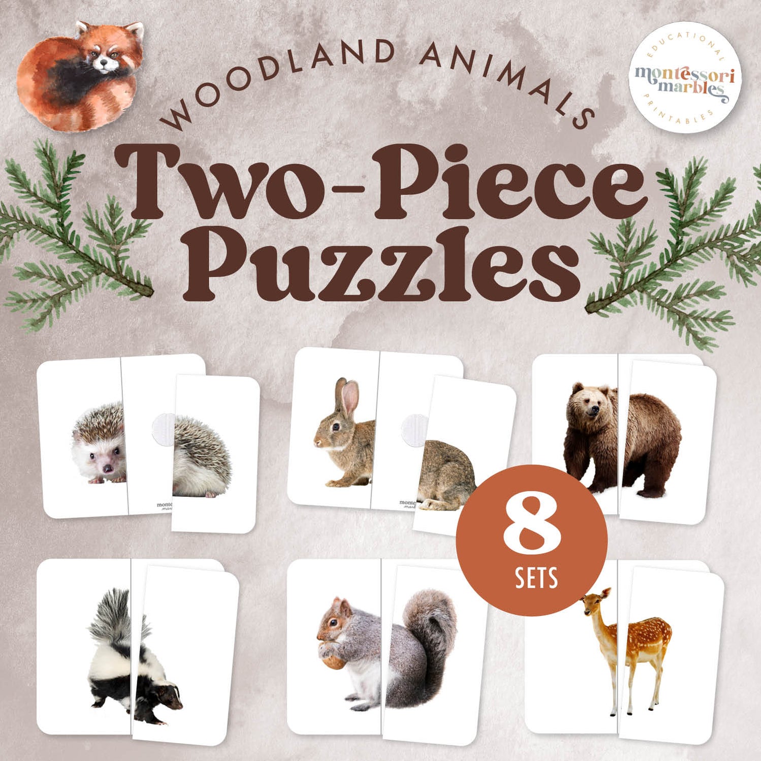 Woodland Animals Two-Piece Puzzles | Symmetry Matching Ages 3-6 ...