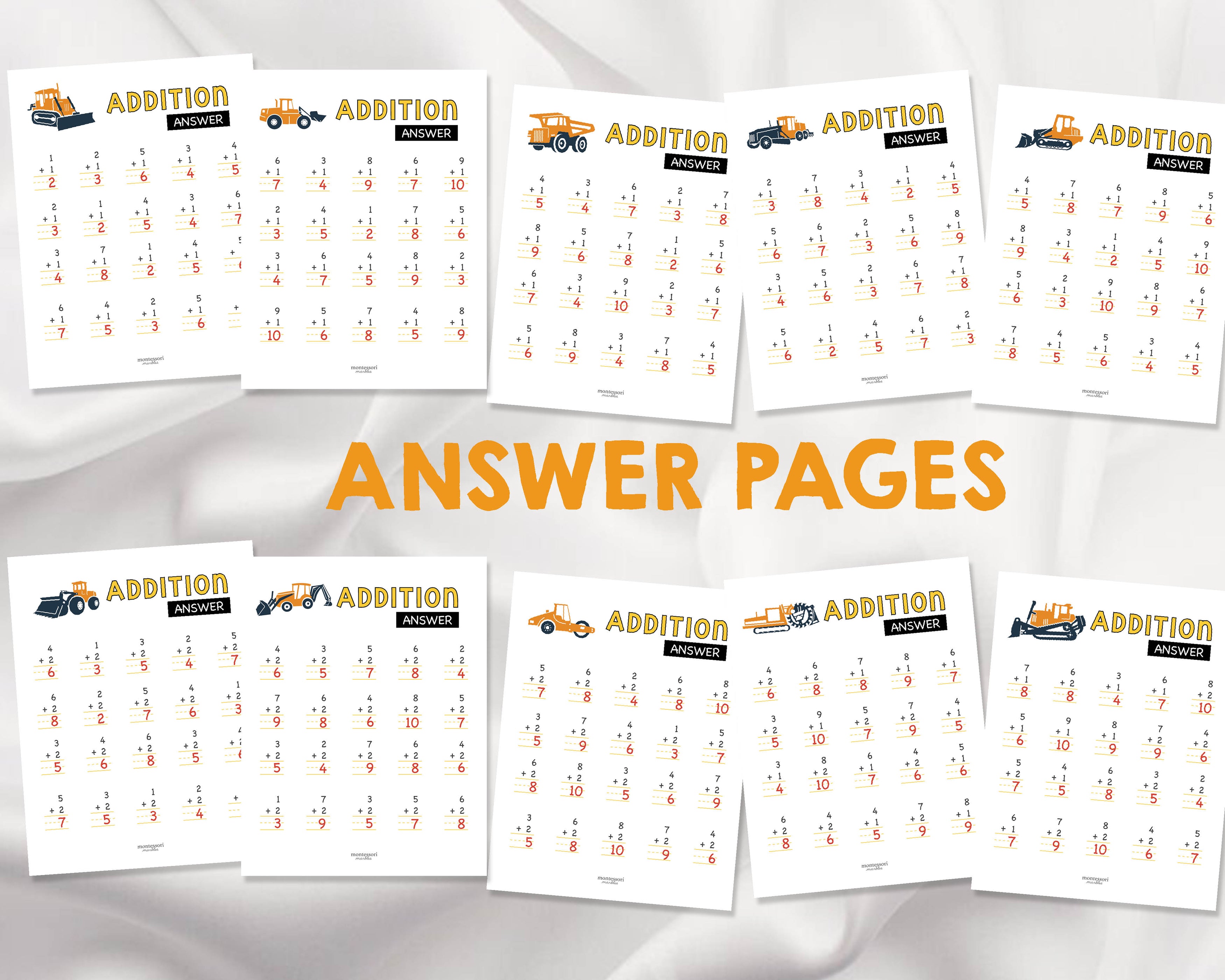 Construction Addition Workbook | 200 Math Drills Level 1 Ages 5-7 PDF ...