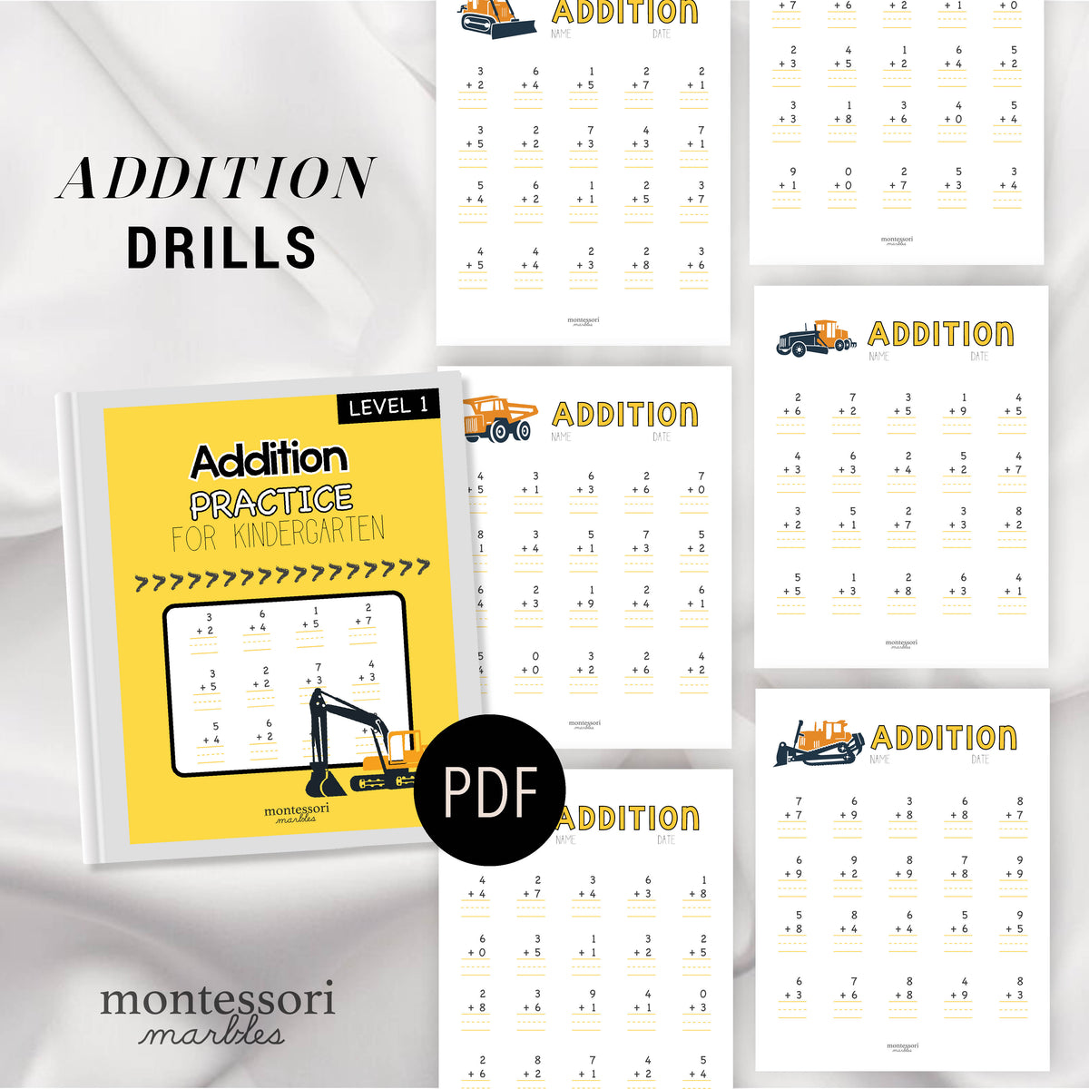 Construction Addition Workbook | 200 Math Drills Level 1 Ages 5-7 PDF ...