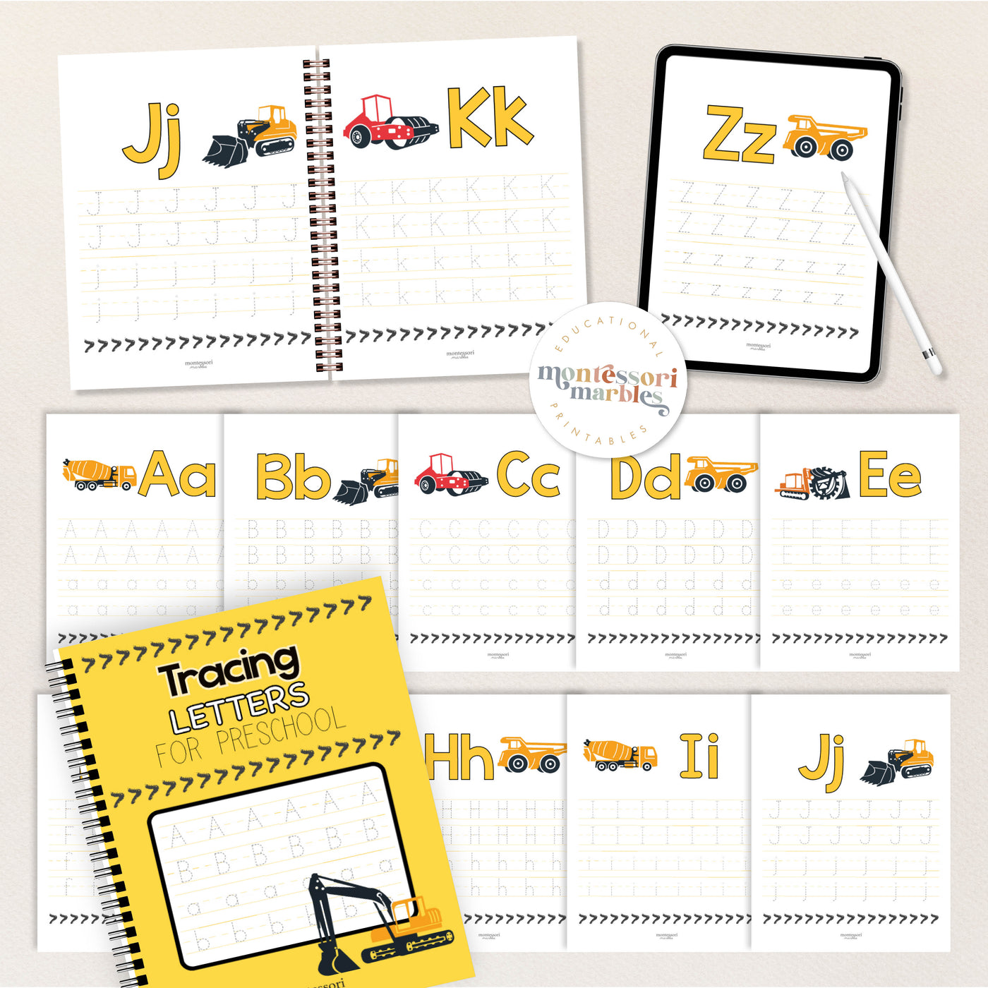 Construction Letter Tracing Workbook | 26 Pages Handwriting Ages 3-5 ...
