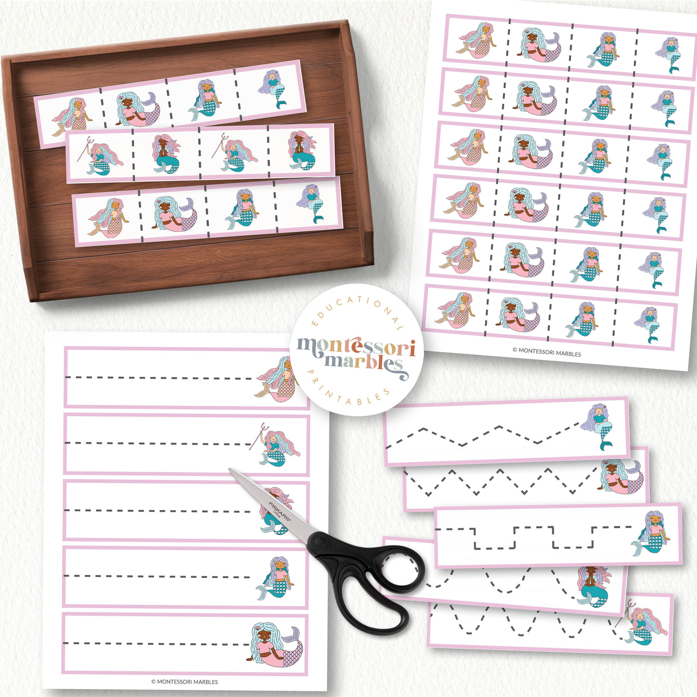 Mermaids Cutting Strips | Scissor Practice Fine Motor Skills Ages 2-5 ...