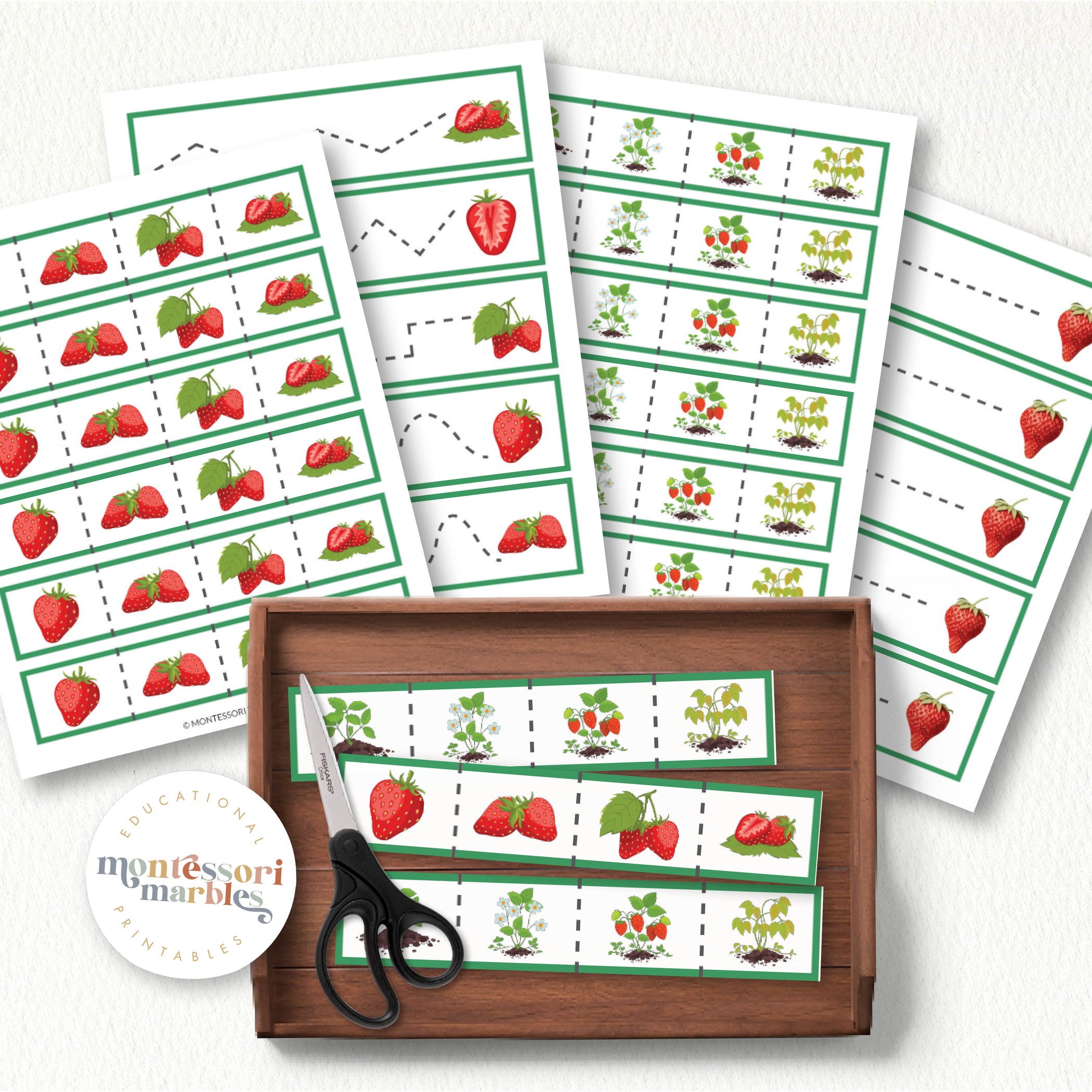 Strawberry Cutting Strips | Scissor Practice Ages 2-5 | Fine Motor ...