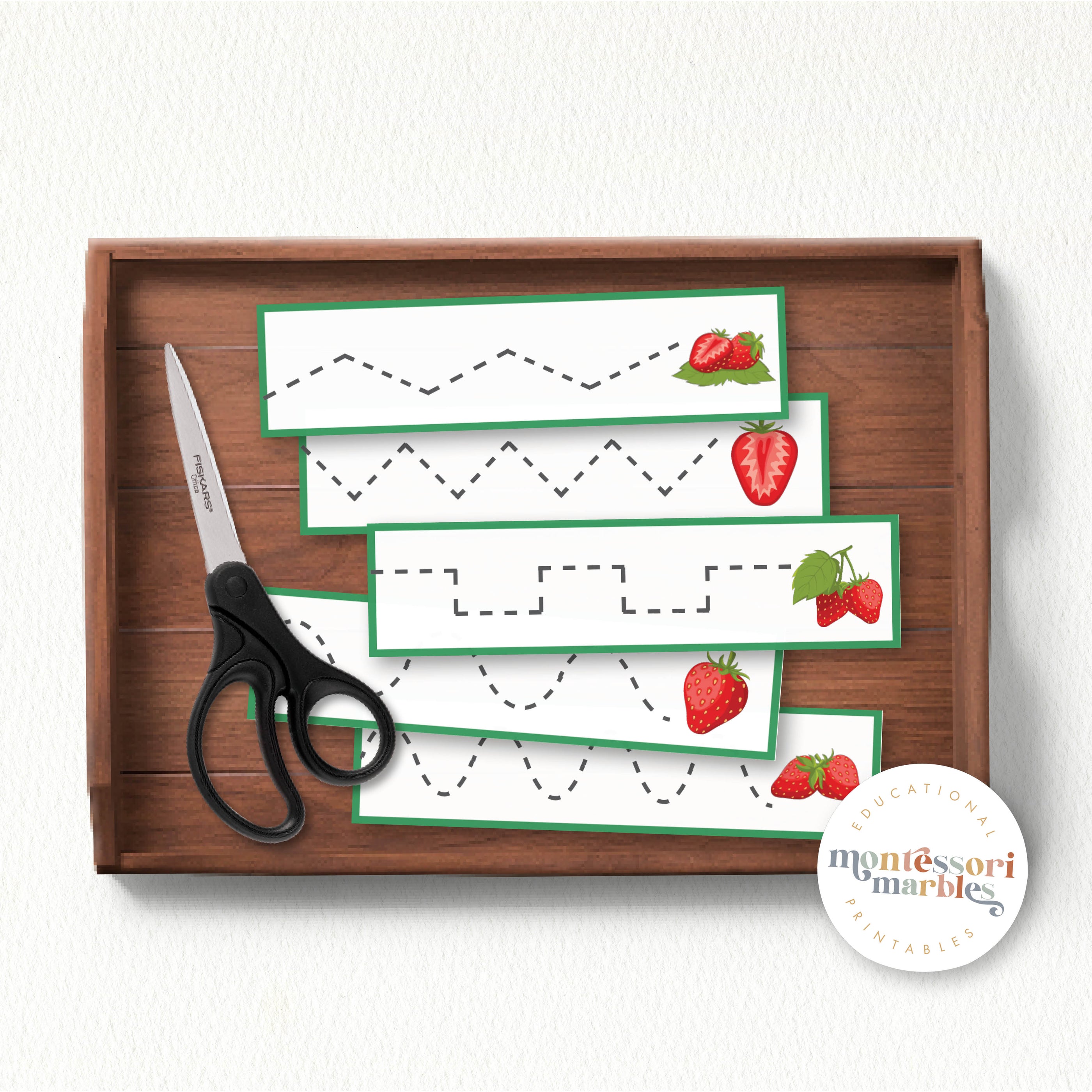 Strawberry Cutting Strips | Scissor Practice Ages 2-5 | Fine Motor ...