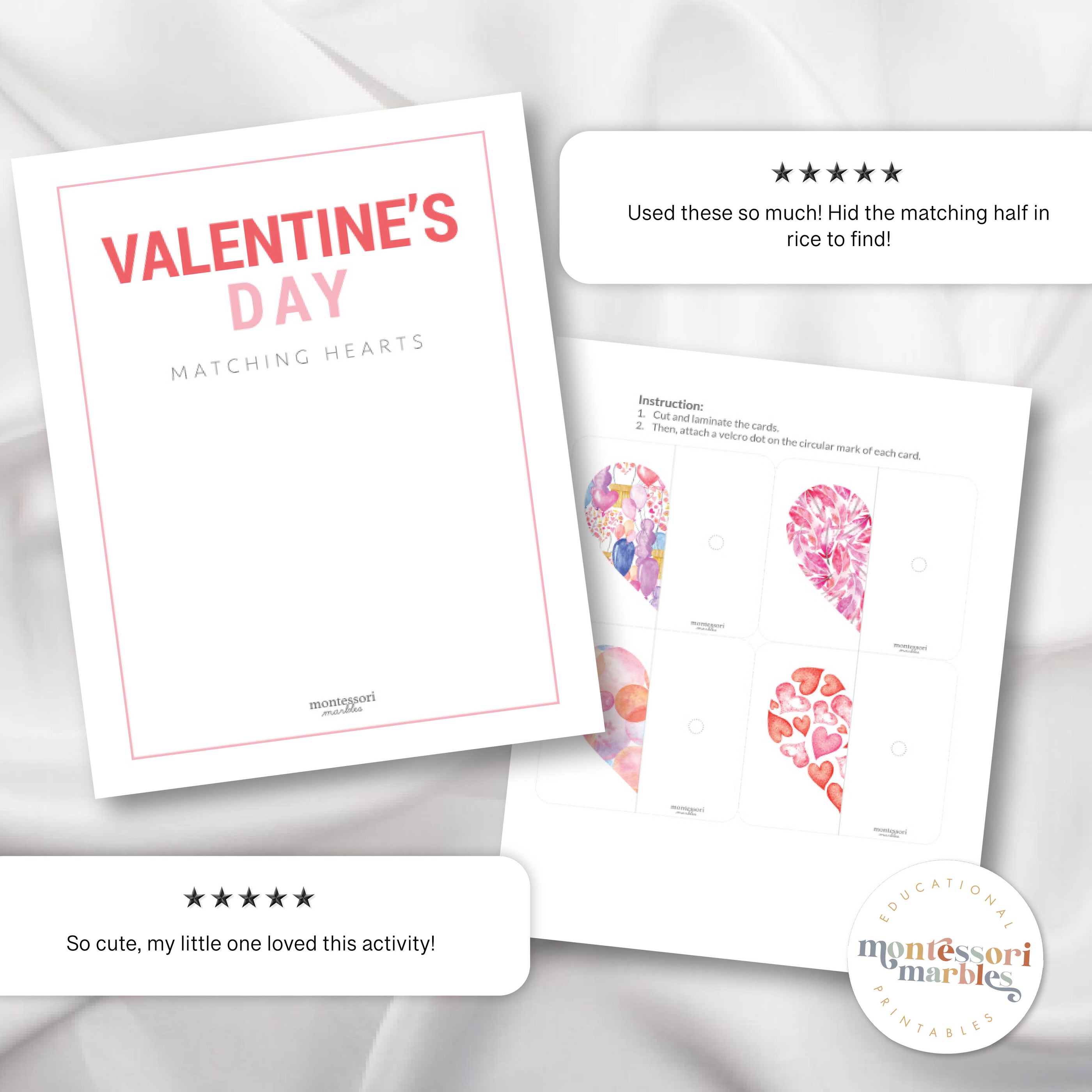 Valentine's Day Symmetry Puzzles | Matching Activity Ages 2-6 Hearts ...