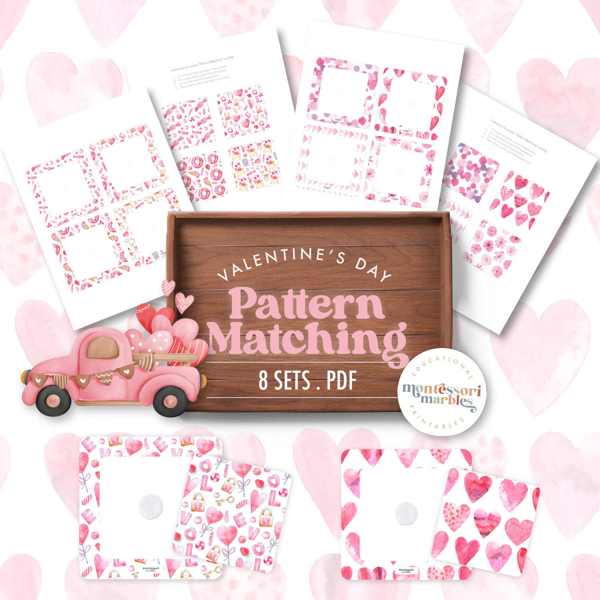 Valentine's Day Pattern Matching | Visual Skills Ages 2-6 Hearts PDF ...