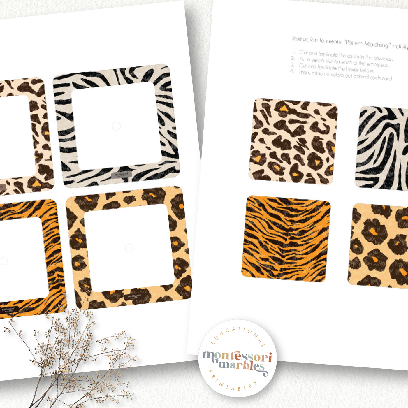 Wild Animals Pattern Matching | 8 Cards Ages 2-5 Safari Jungle Puzzles ...
