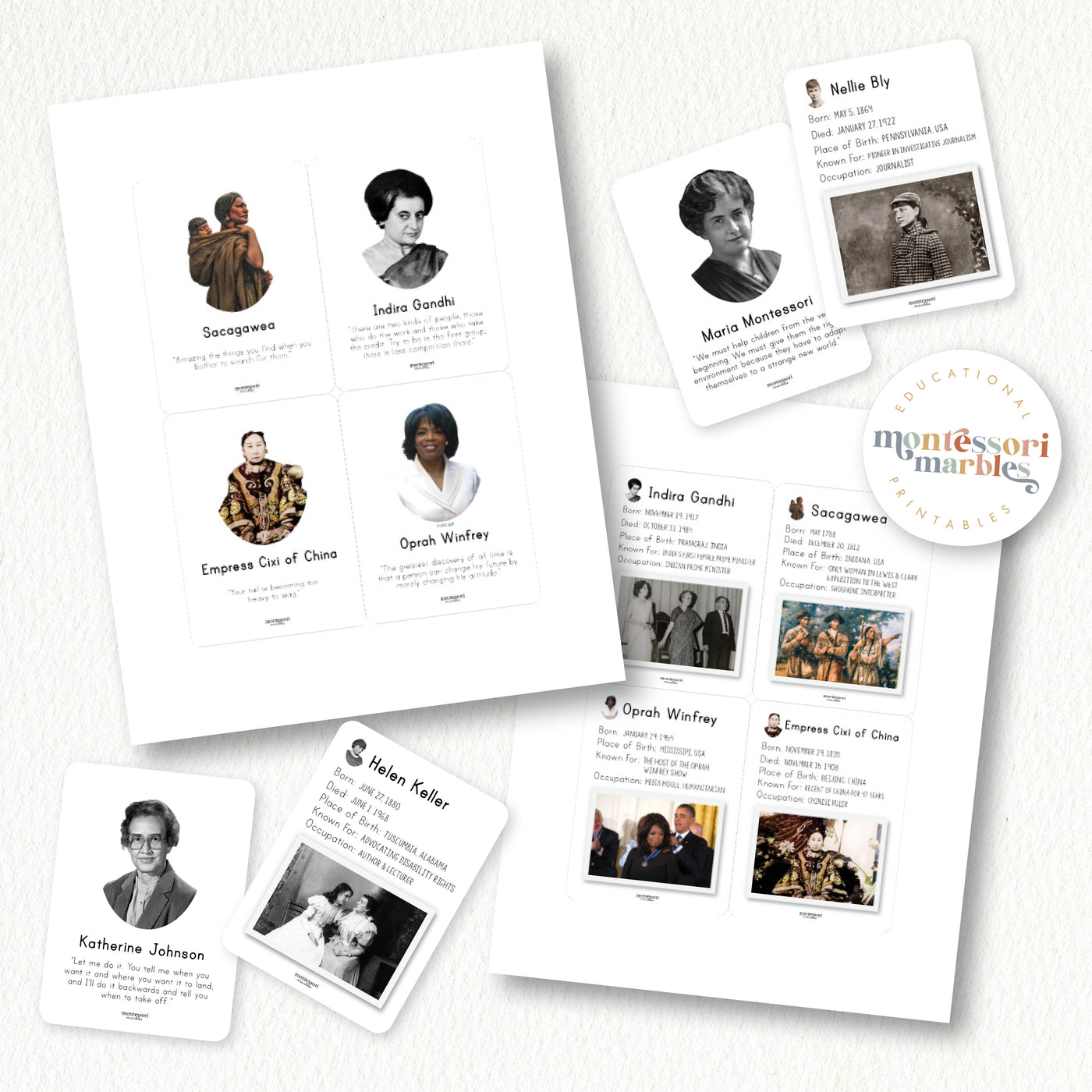 Women's History Month Fact Cards | 36 Famous Women Ages 6-12 Learning ...