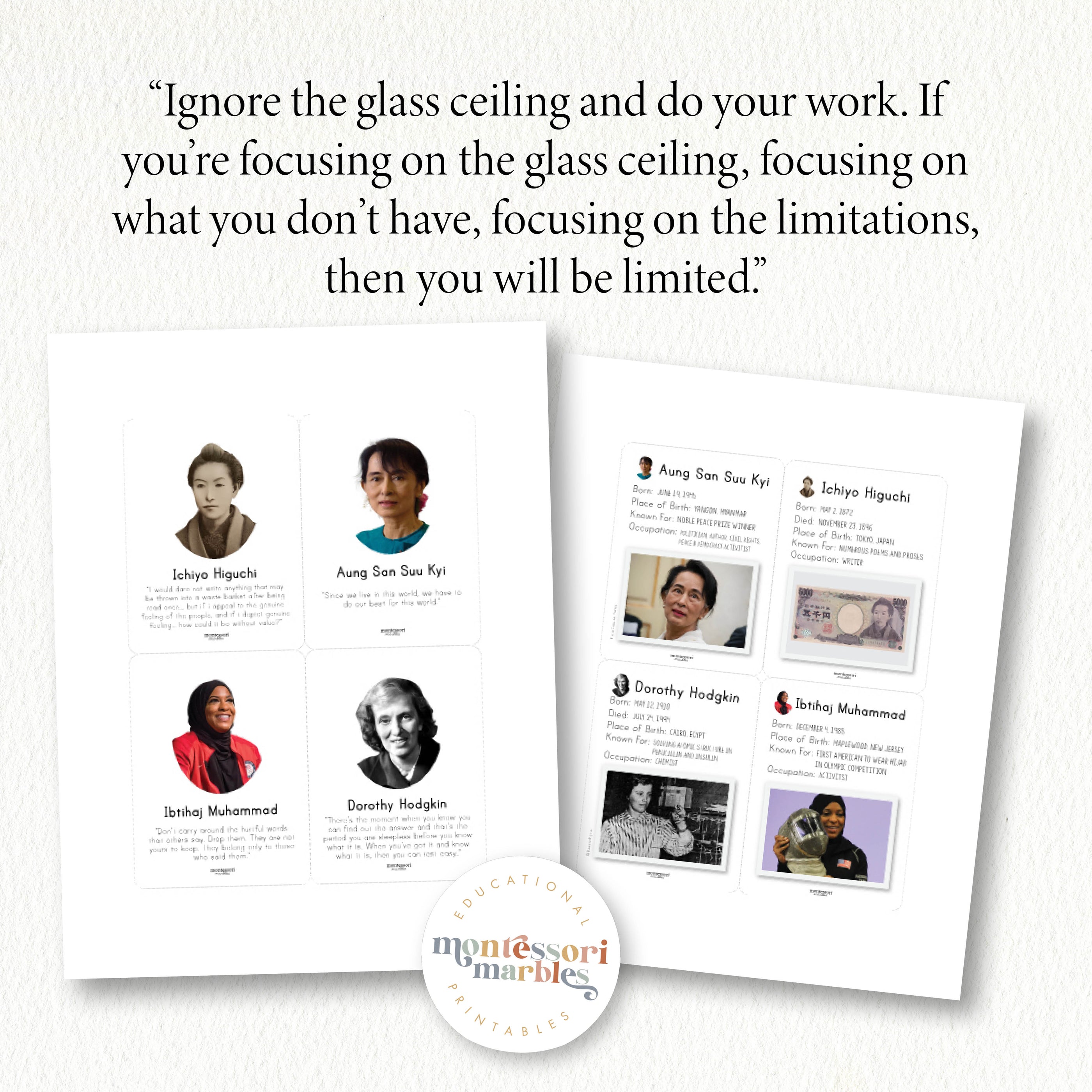 Women's History Month Fact Cards | 36 Famous Women Ages 6-12 Learning ...