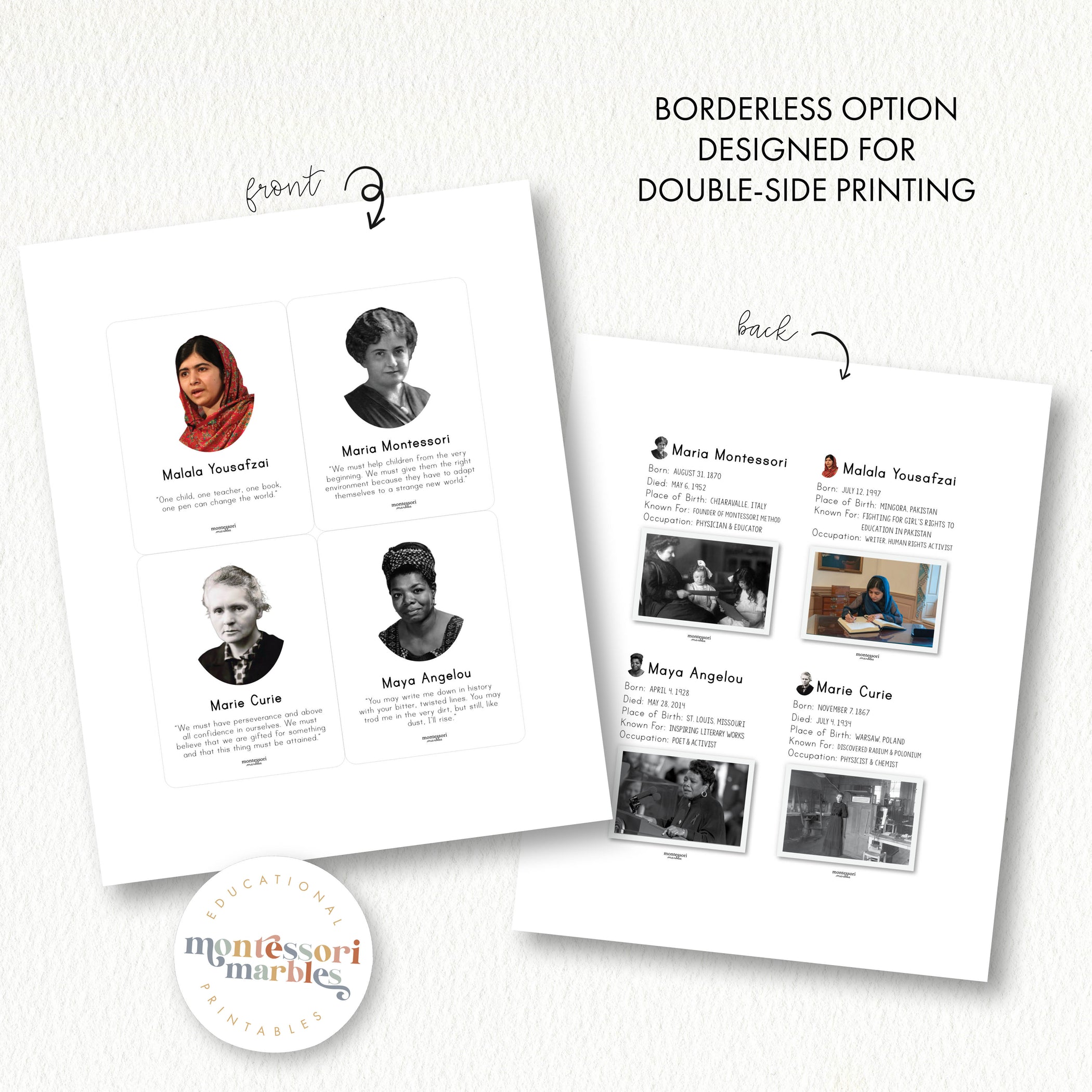 Women's History Month Fact Cards | 36 Famous Women Ages 6-12 Learning ...
