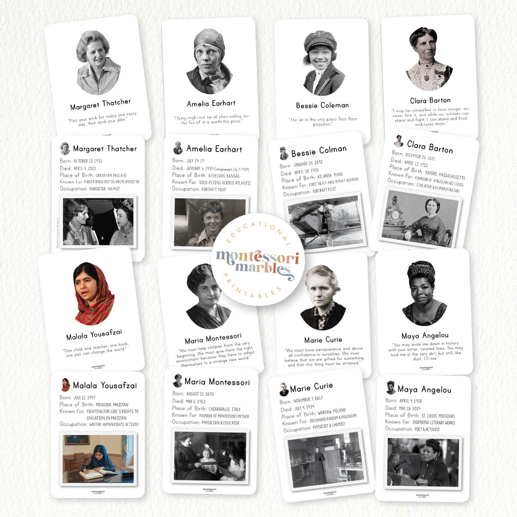 Women's History Month Fact Cards | 36 Famous Women Ages 6-12 Learning ...