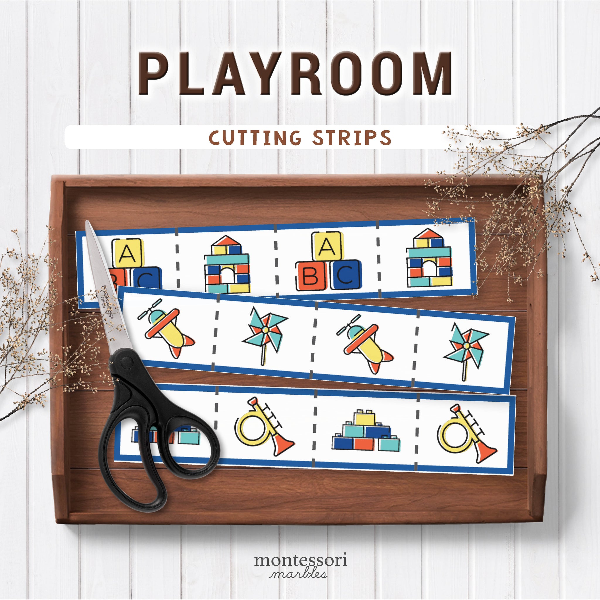 Playroom Toys Cutting Strips – Montessori Marbles