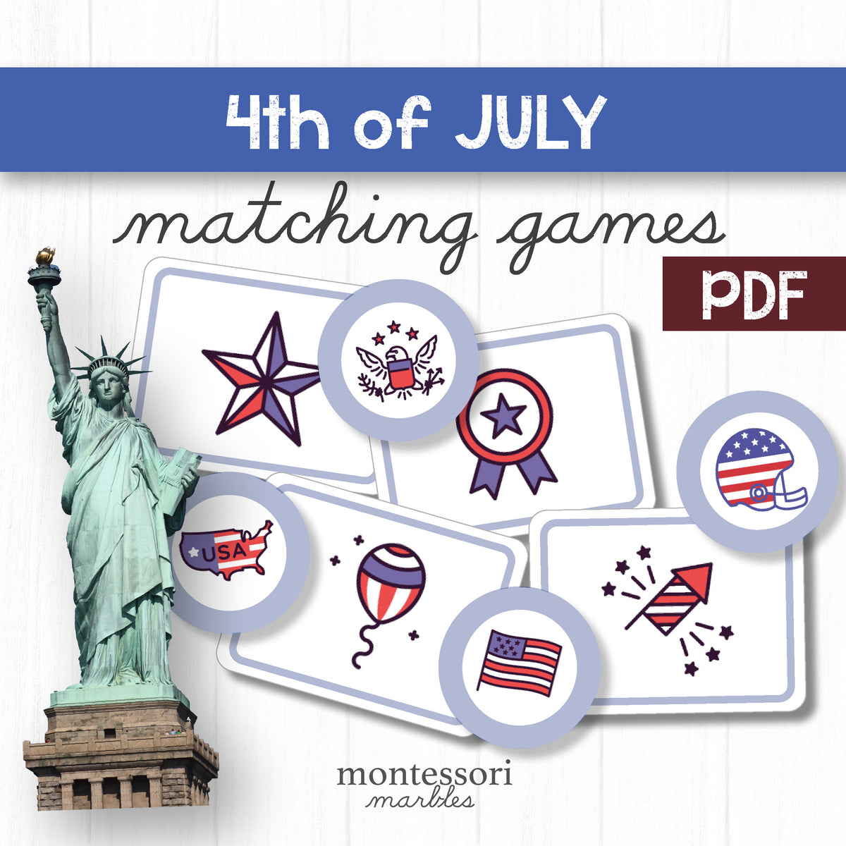 4th of July Memory Game | Matching Activity Ages 3-7 Independence Day ...