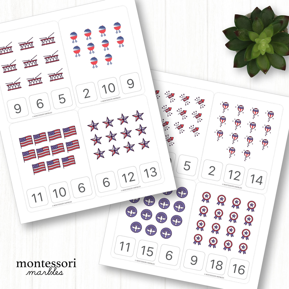 United States Counting 1 to 20 – Montessori Marbles