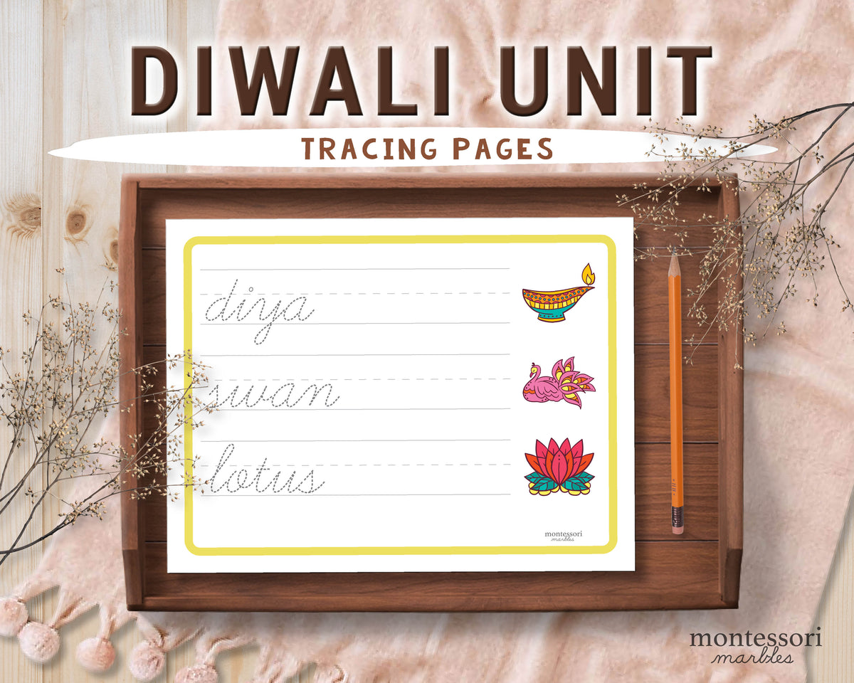 Diwali Cursive Handwriting – Montessori Marbles