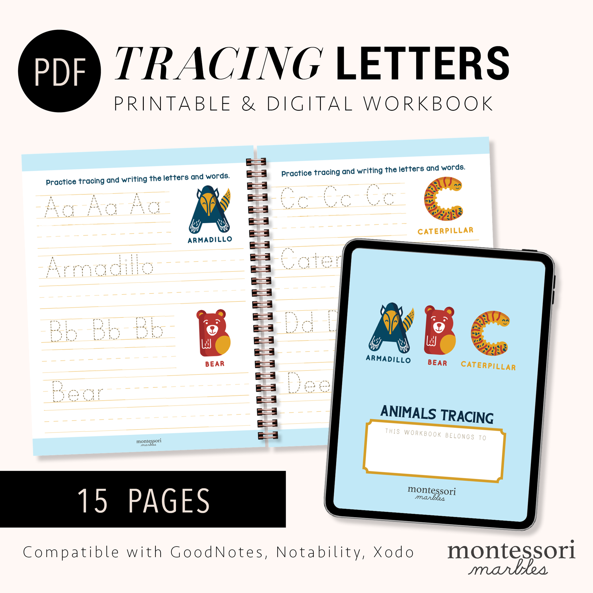 Animal Alphabet Tracing Workbook | Handwriting Practice Ages 3-5 PDF ...