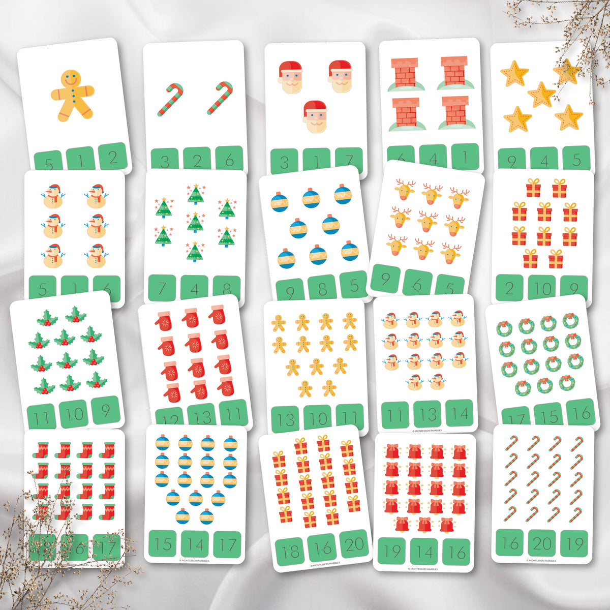 Christmas Counting 1 to 20 – Montessori Marbles