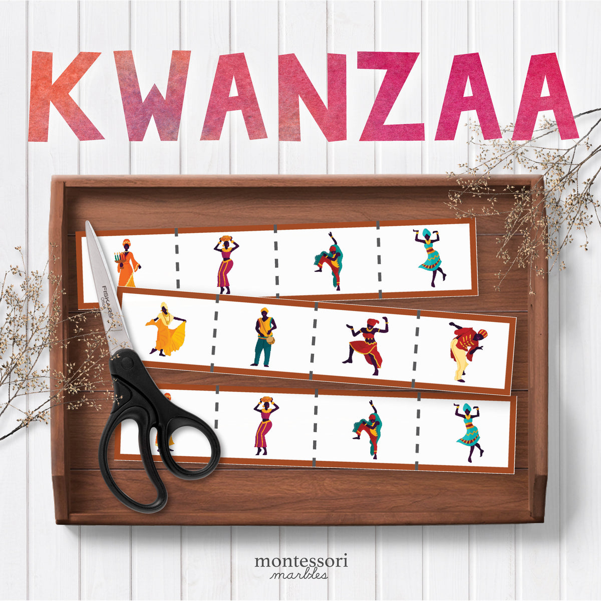 Kwanzaa Cutting Strips | Scissor Practice Fine Motor Skills Ages 2-5 ...