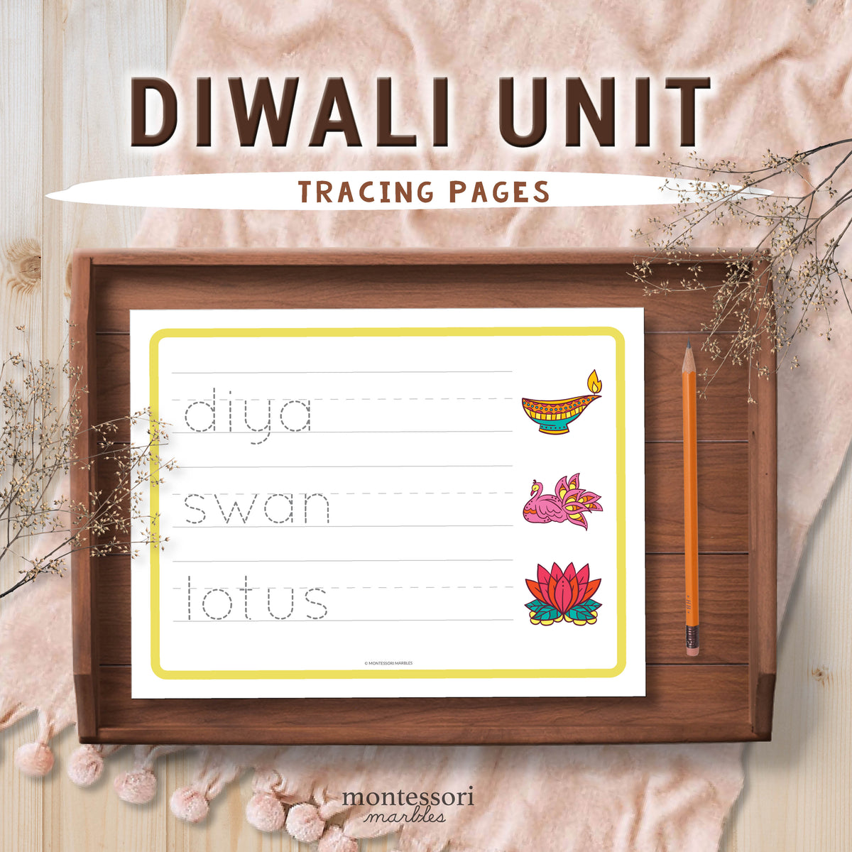 Diwali Handwriting Activity – Montessori Marbles