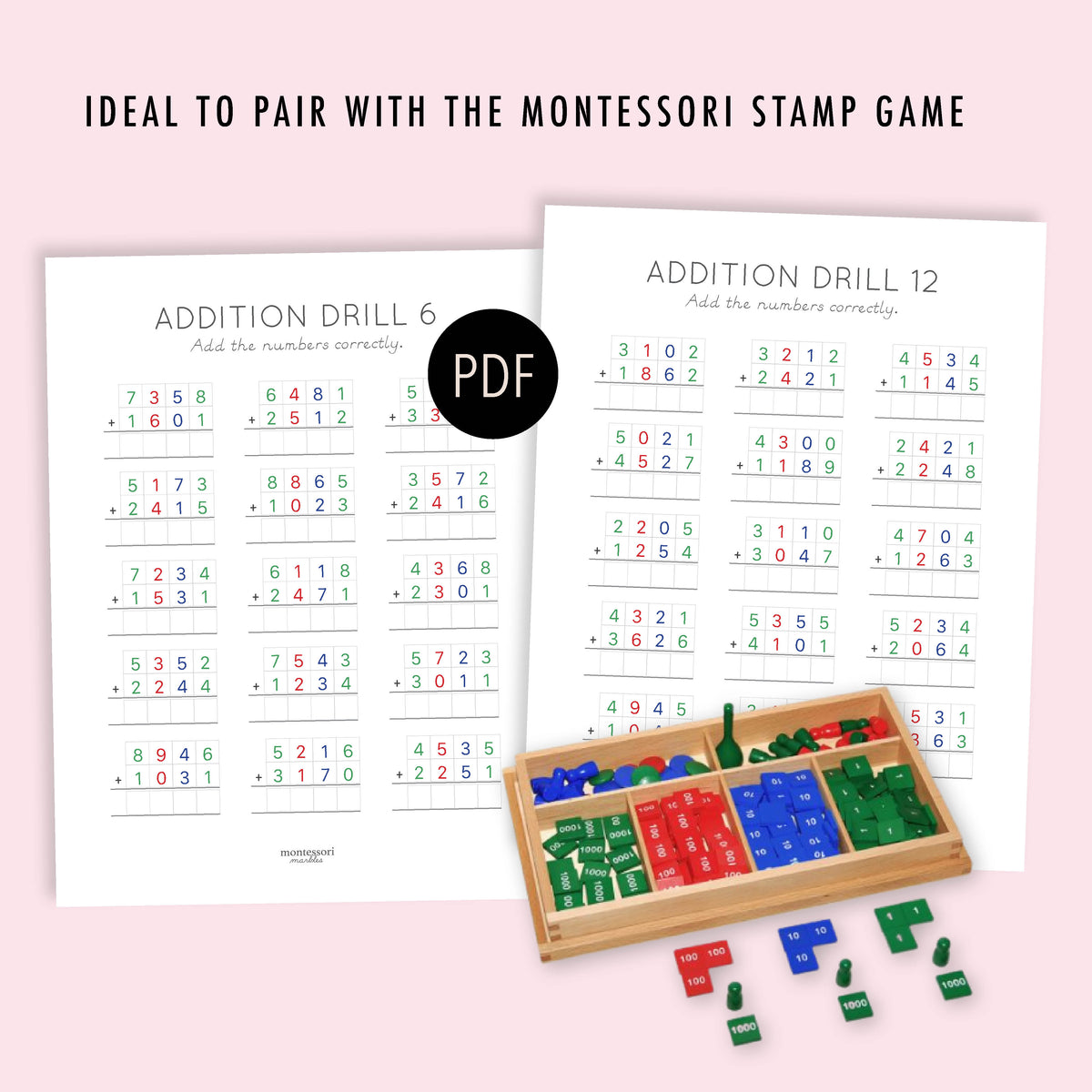 Addition Drills Workbook Level 4 – Montessori Marbles